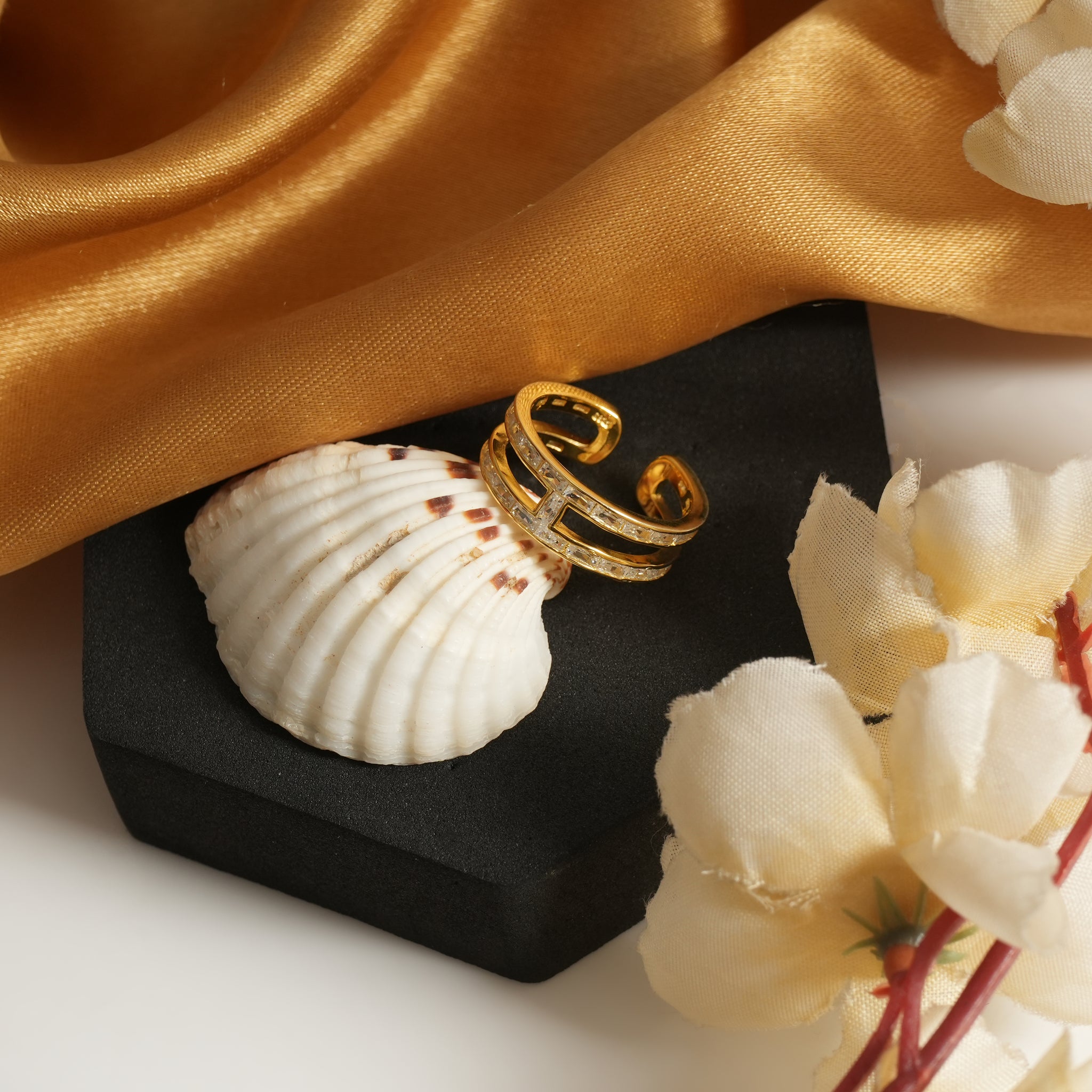 Gold Plated Silver Ring – Embellished with Stones