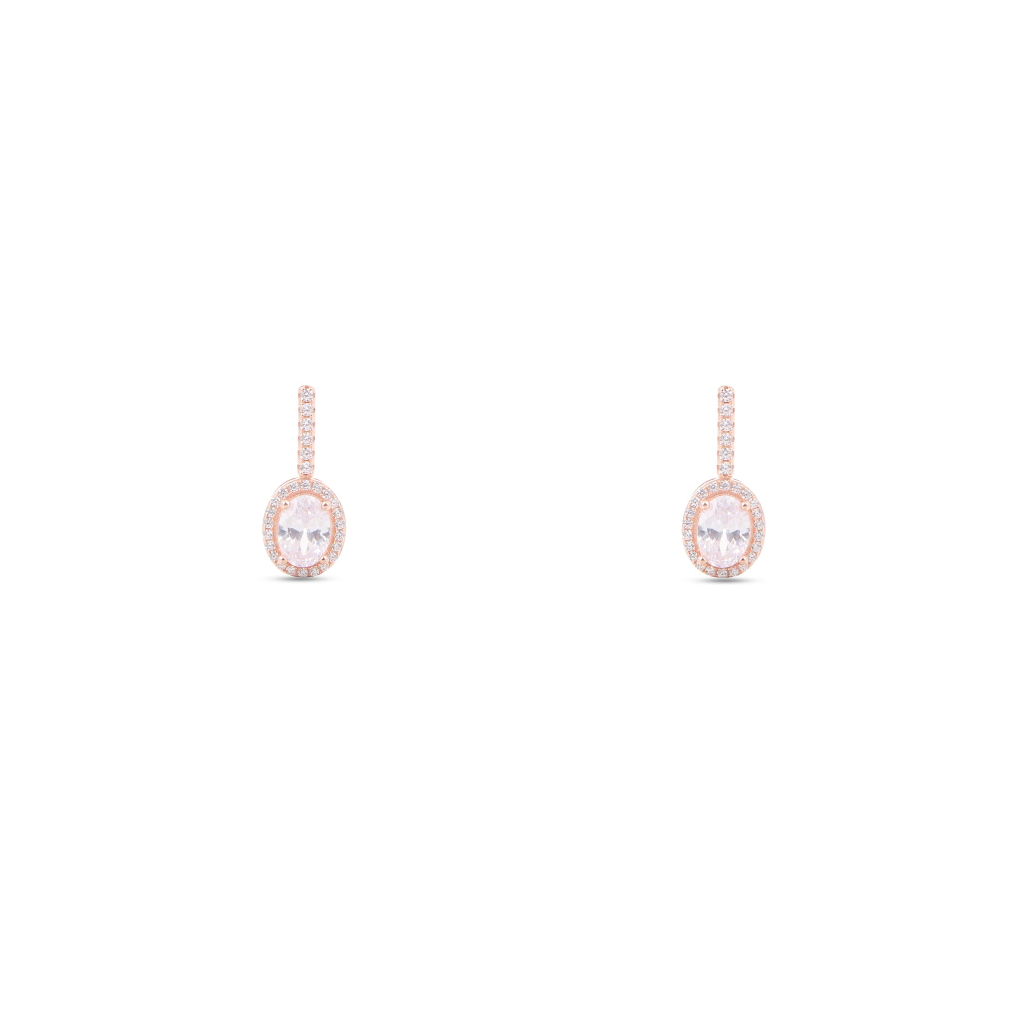 Rose Plated Silver Earrings – Sparkling Stone Look